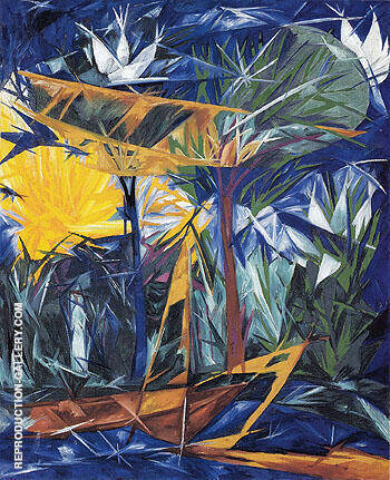 Rayonist Forest Yellow and Green 1913 | Oil Painting Reproduction