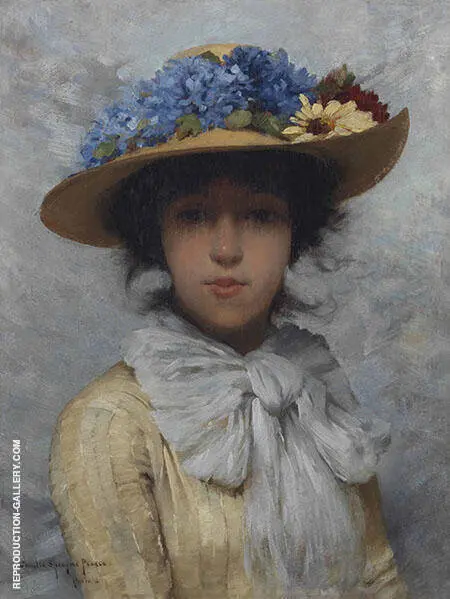 Woman in White Dress and Straw Hat | Oil Painting Reproduction