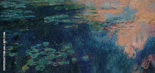 Reflections of Clouds on the Water-Lily Pond Left Panel | Oil Painting ...