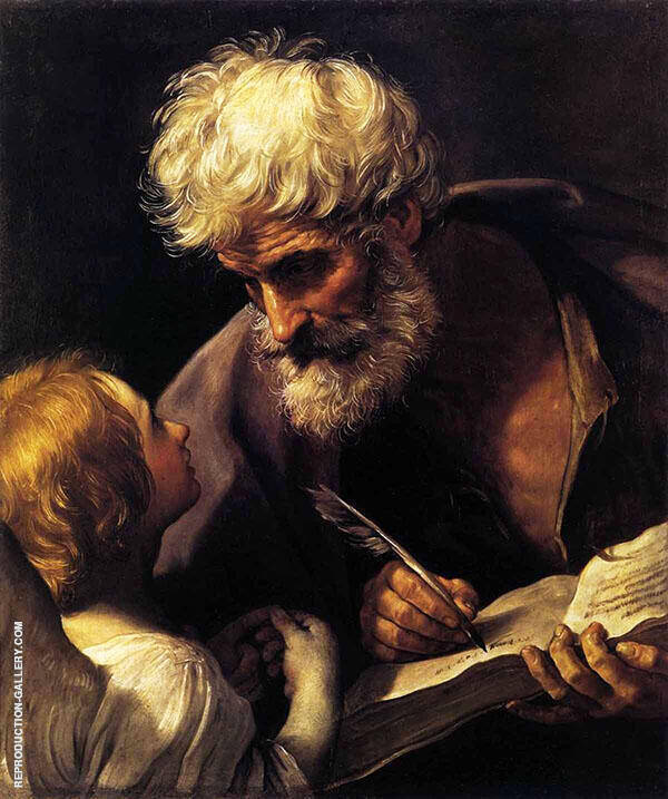 St Matthew and The Angel 1635 by Guido Reni | Oil Painting Reproduction