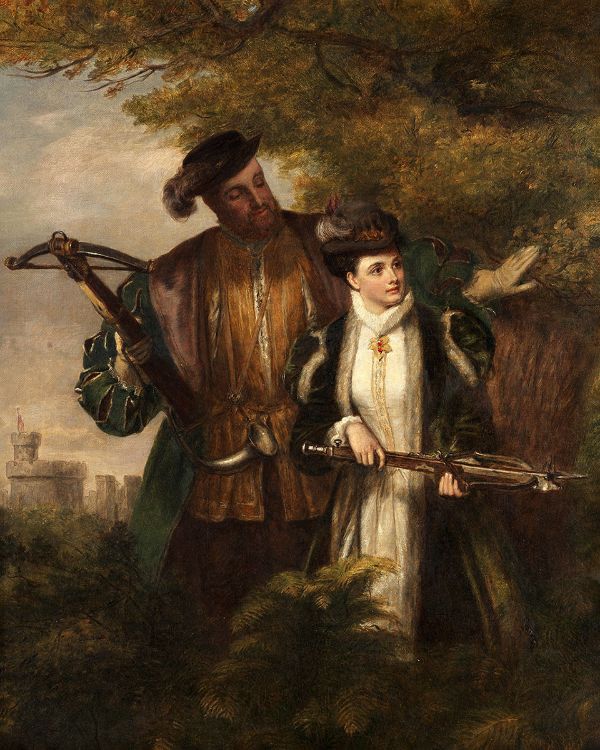 Henry VIII with Ann Boleyn Deer Shooting in Windsor Forest | Oil ...