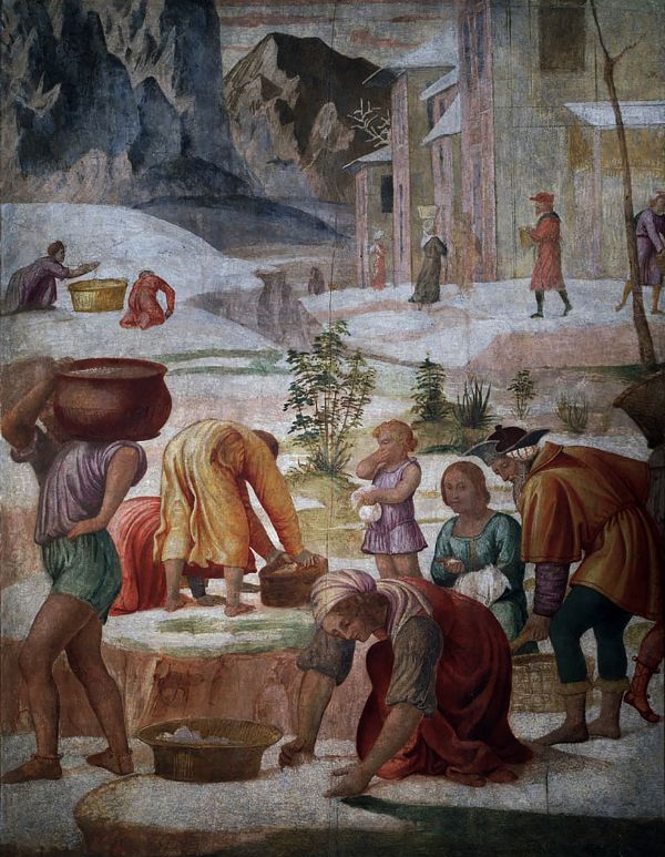 The Gathering of Manna Israelites in the Desert Fresco | Oil Painting ...