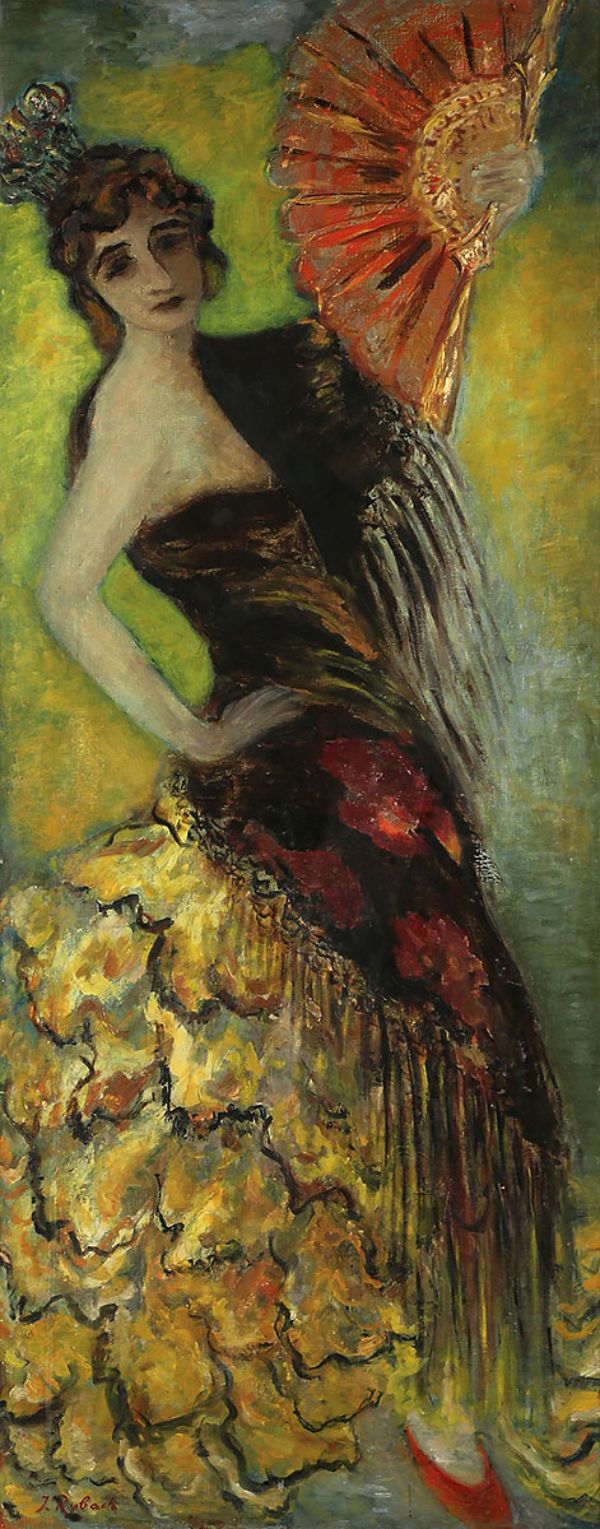 Woman with Fan by Issachar Ber Ryback | Oil Painting Reproduction