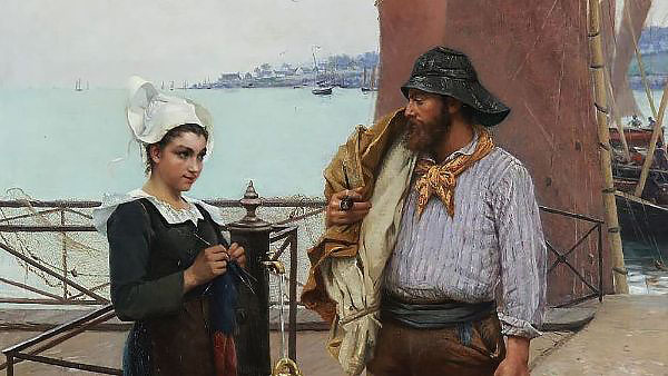 Before Boarding at Concarneau | Oil Painting Reproduction