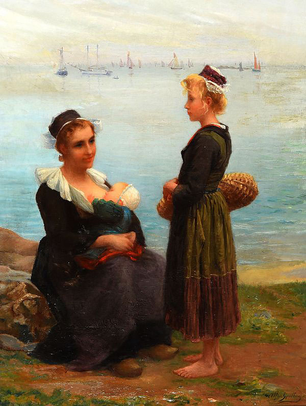 Breton Maternity by Alfred Guillou | Oil Painting Reproduction
