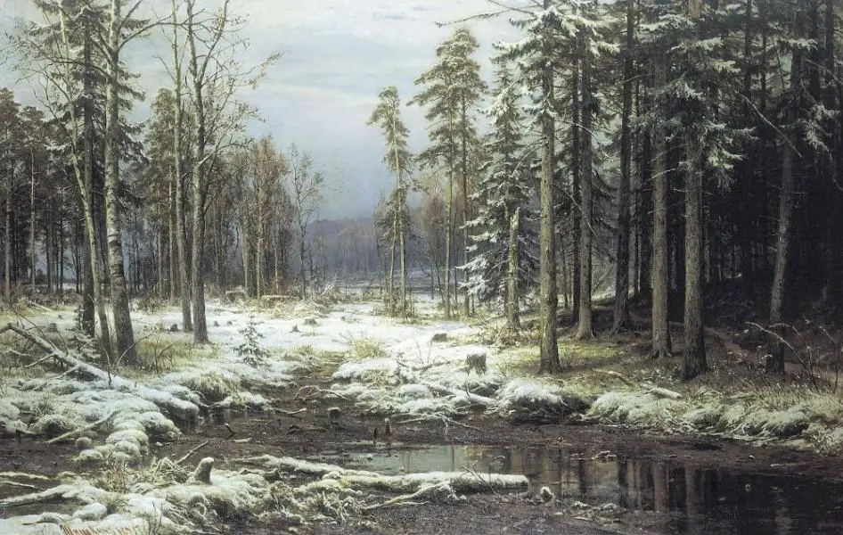 The First Snow 1875 by Ivan Shishkin | Oil Painting Reproduction ...