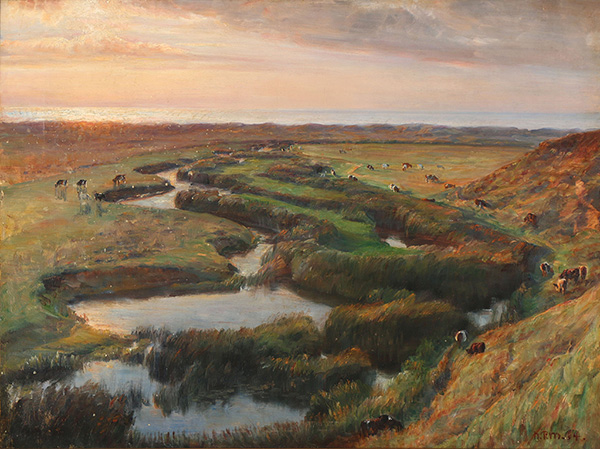 Evening View from Liver Stream in Northern Jutland | Oil Painting ...