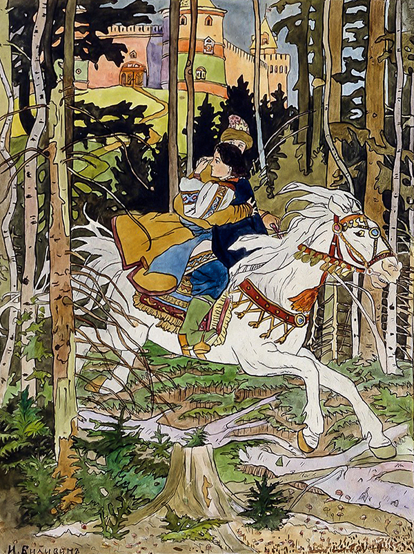 Lovers Riding by Ivan Bilibin | Oil Painting Reproduction
