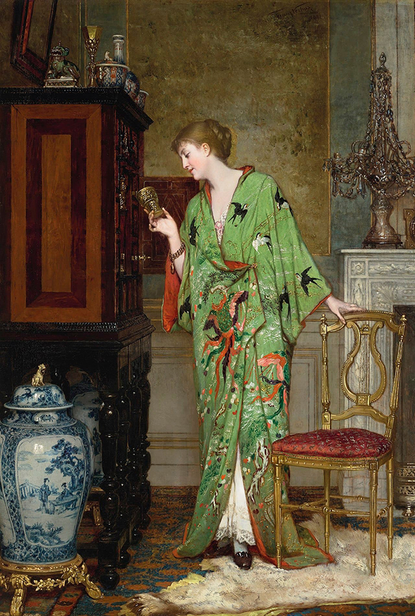 Art Collector in a Kimono by Frans Verhas | Oil Painting Reproduction
