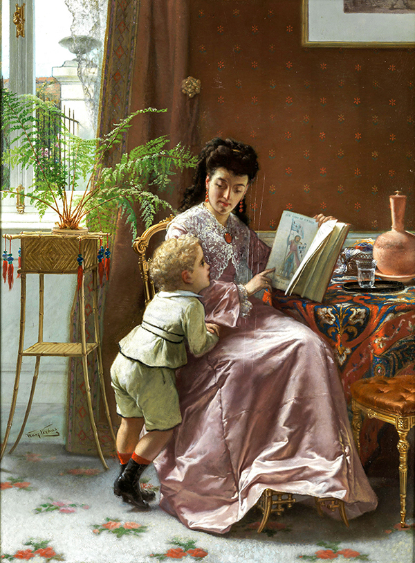Home History Lessons by Frans Verhas | Oil Painting Reproduction