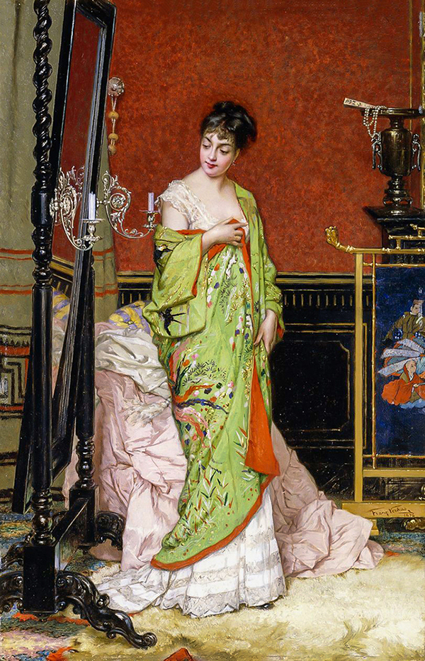 The Green Kimono by Frans Verhas | Oil Painting Reproduction