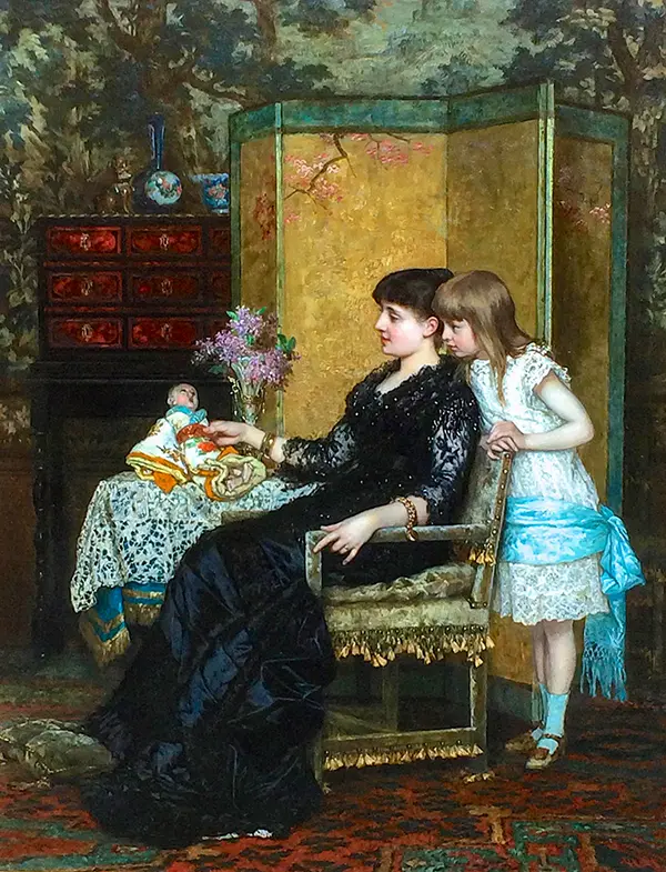 The Japanese Doll, 1881 by Frans Verhas | Oil Painting Reproduction