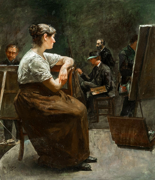 The Model in the Studio by Frans Verhas | Oil Painting Reproduction