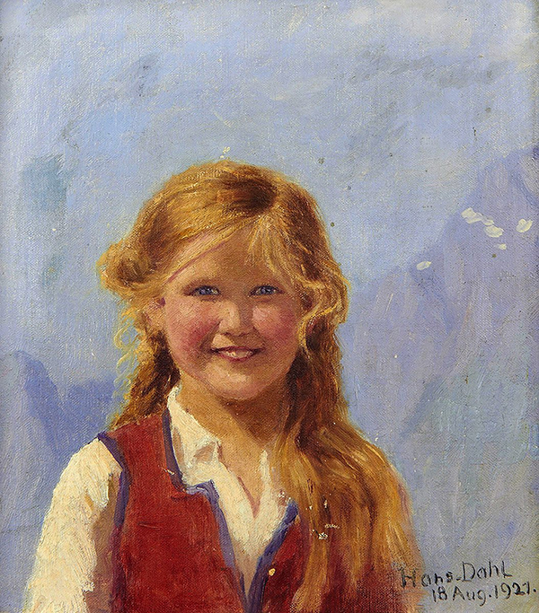 Portrait of a Young Girl 1921 by Hans Dahl | Oil Painting Reproduction