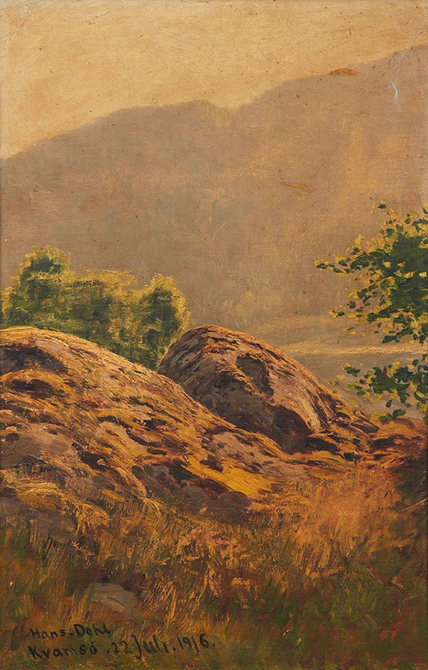 Rocks and Mountains 1916 by Hans Dahl | Oil Painting Reproduction