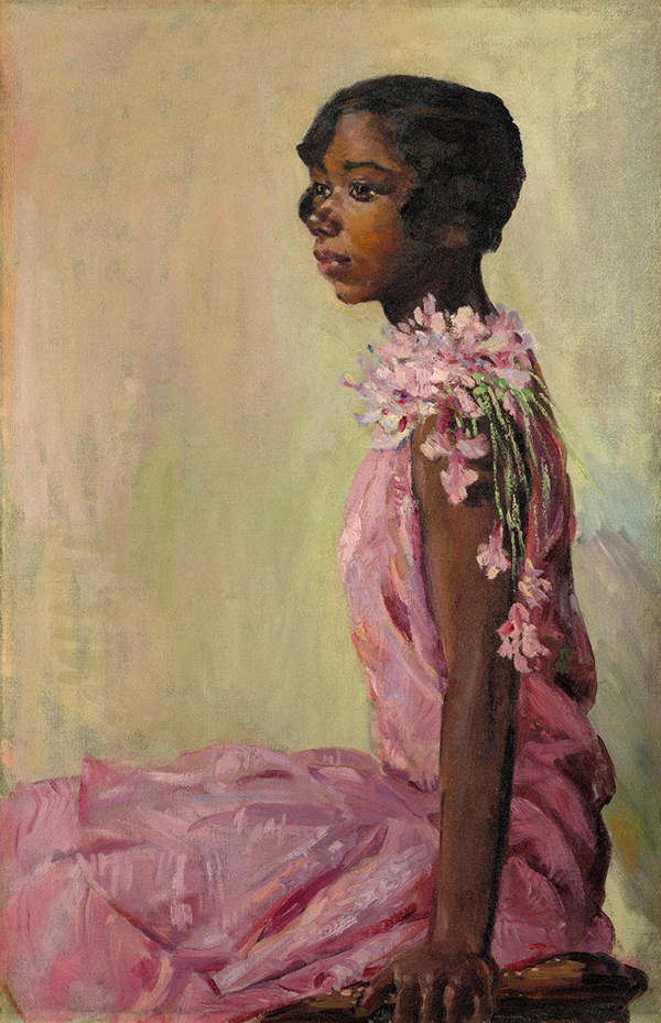 Girl in Pink Dress by Laura Wheeler Waring | Oil Painting Reproduction