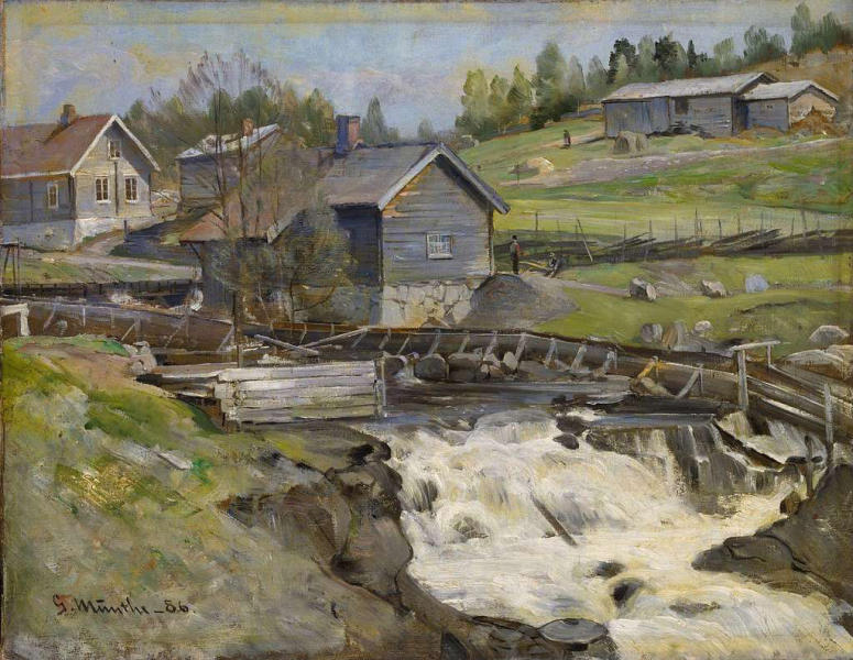 Waterfall at Stange in Hedmark | Oil Painting Reproduction