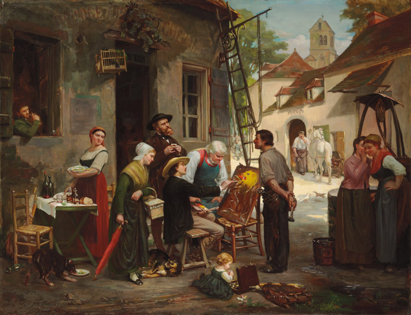 A New Sign for the Old Inn 1870 by Henry Bacon | Oil Painting Reproduction