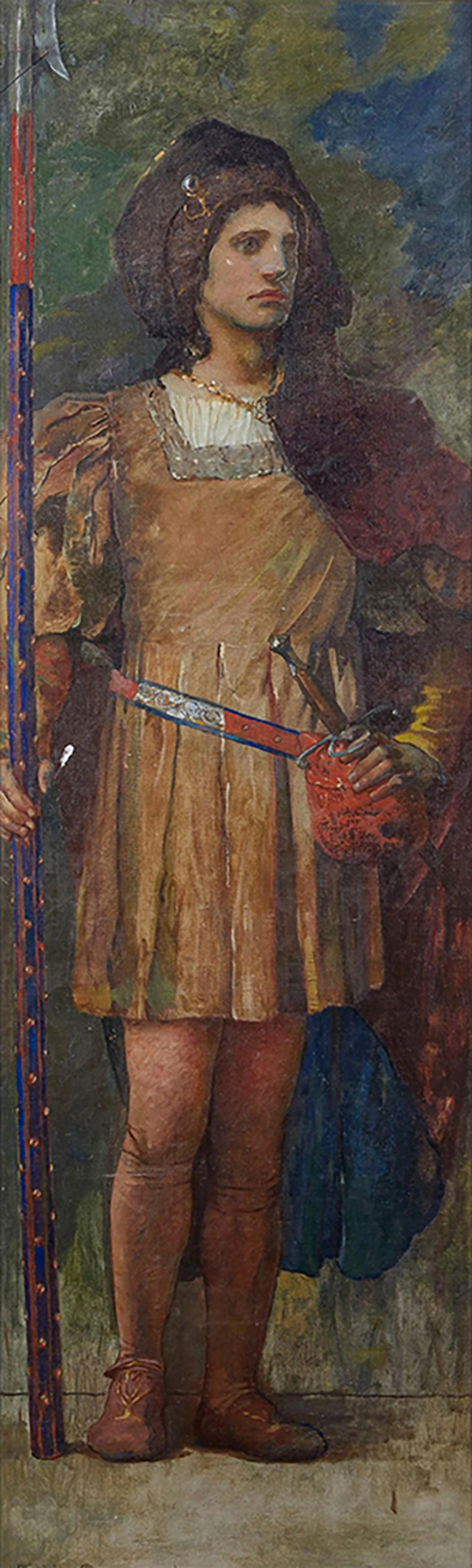 Man Holding a Pike 1915 by Edwin Blashfield | Oil Painting Reproduction