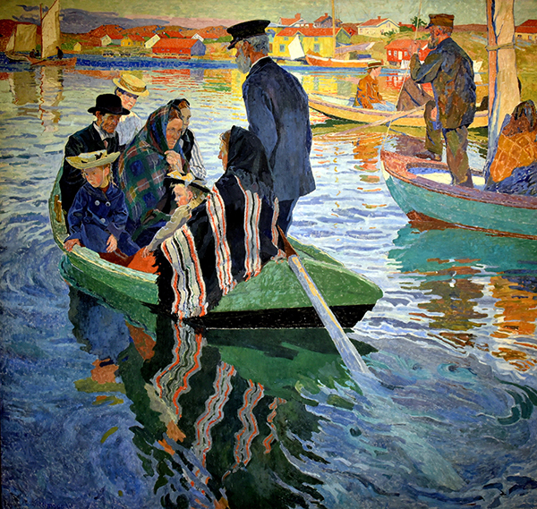 Church Goers in a Boat 1909 by Carl Wilhelmson | Oil Painting Reproduction