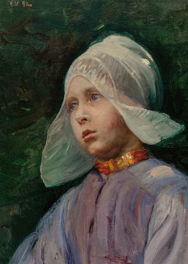 Volendam Head Little Girl 1892 by Elizabeth Nourse | Oil Painting ...